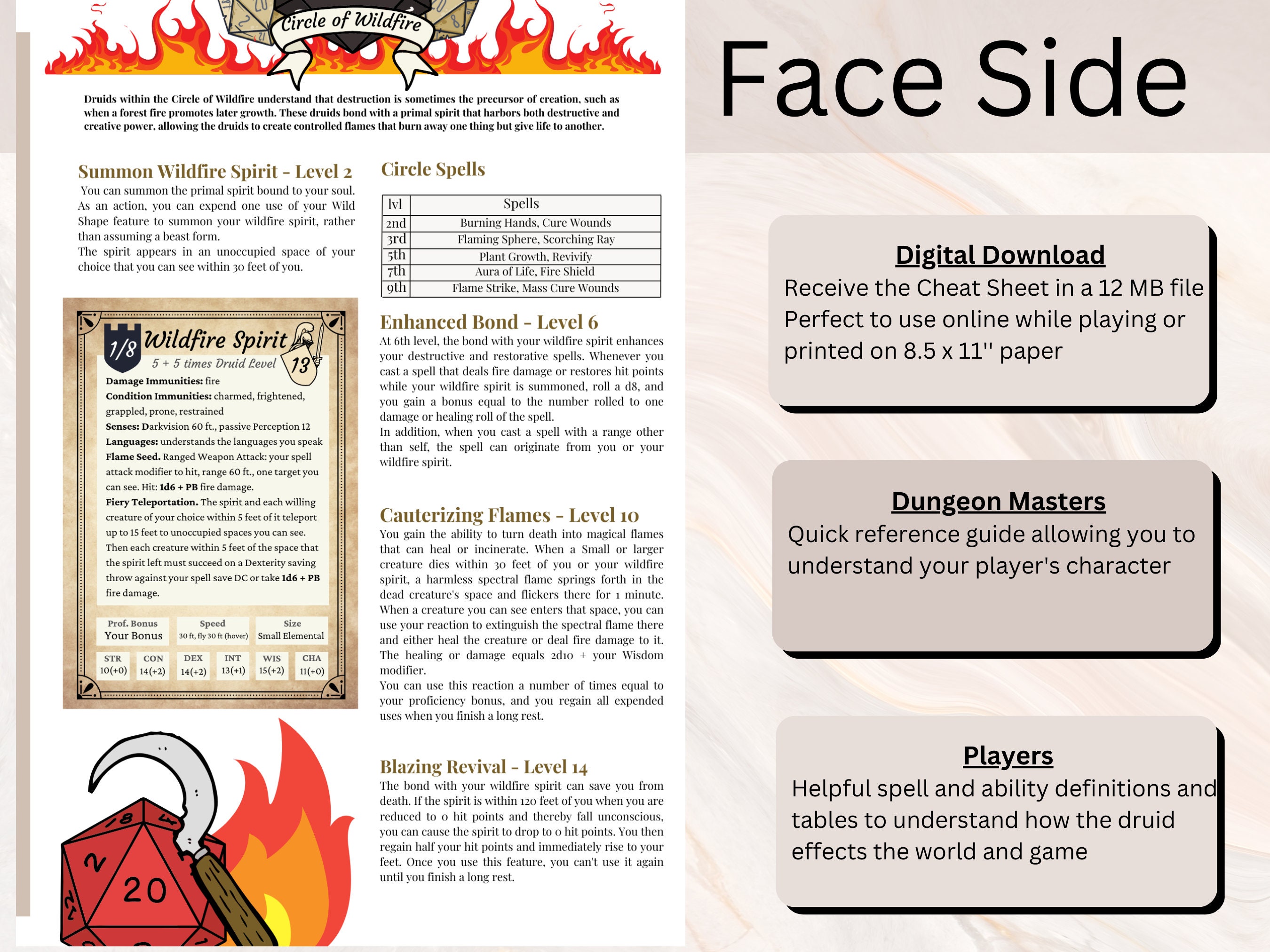 Druid Cheat Sheet Druid Quick Reference Guide Dnd Cheat - Etsy Australia