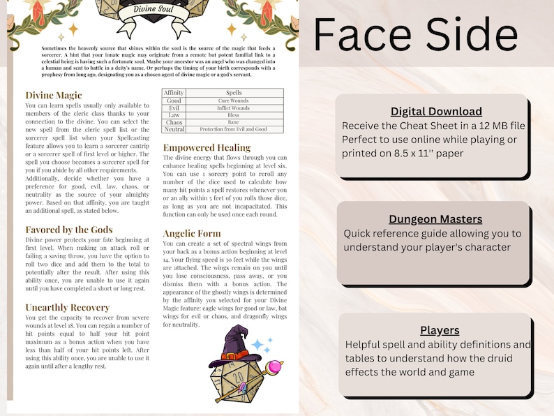 Sorcerer Cheat Sheet Sorcerer Quick Reference Guide Dnd - Etsy