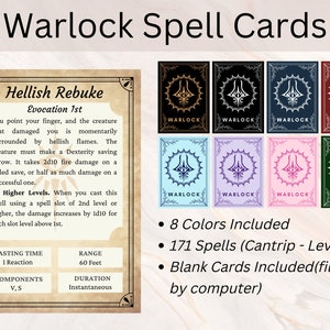 WARLOCK BUNDLE | Dnd Warlock Pack | Warlock Spell Cards | Eldritch ...