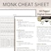 Monk Cheat Sheet | Monk Quick Referece Guide | Dnd Cheat Sheet | Monk ...