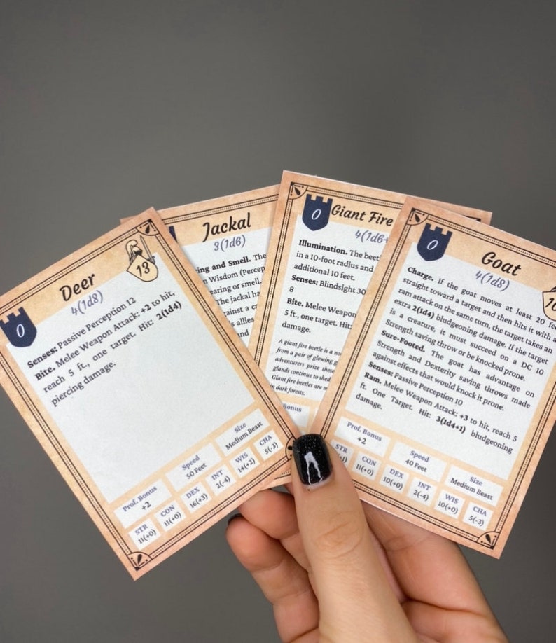 Druid Wild Shapes Cards Dnd 5e Wild Shape 71 Beast - Etsy