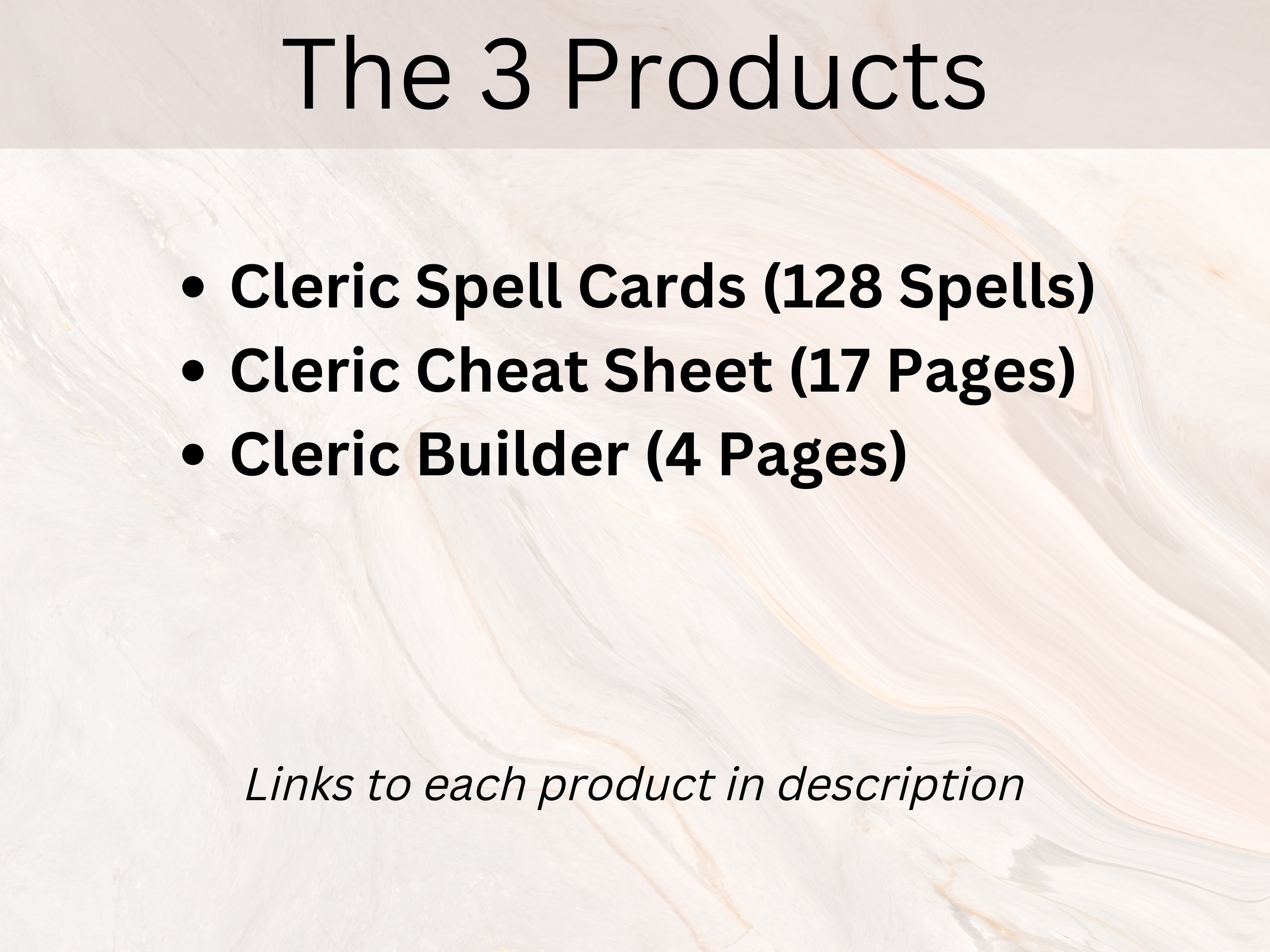 CLERIC BUNDLE Dnd Cleric Pack Cleric Spell Cards Cleric Cheat Sheet ...