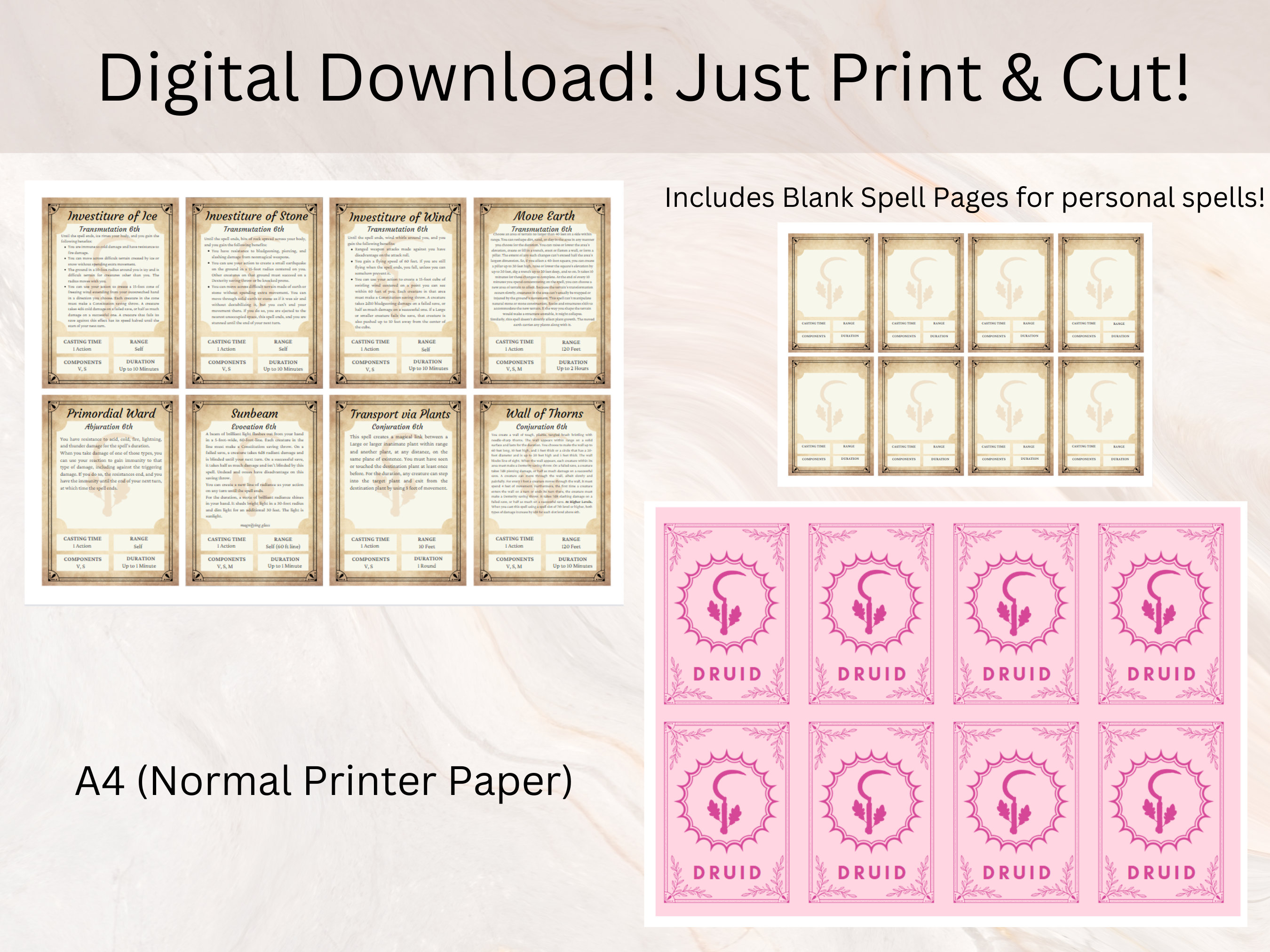 Druid Dnd Spell Cards | Dnd Spellbook | Dnd Spellbook Cards | Dnd ...