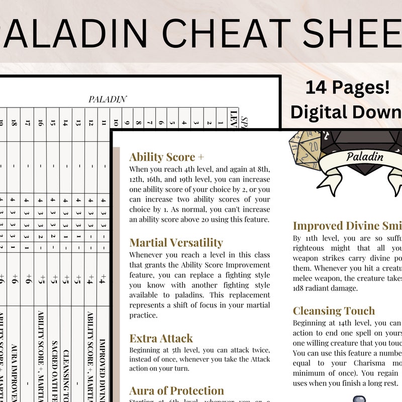 Dnd Spell Cheat Sheet - Etsy