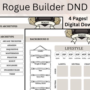 ROGUE BUNDLE | Dnd Rogue Pack | Rogue Spell Cards | Rogue Builder ...