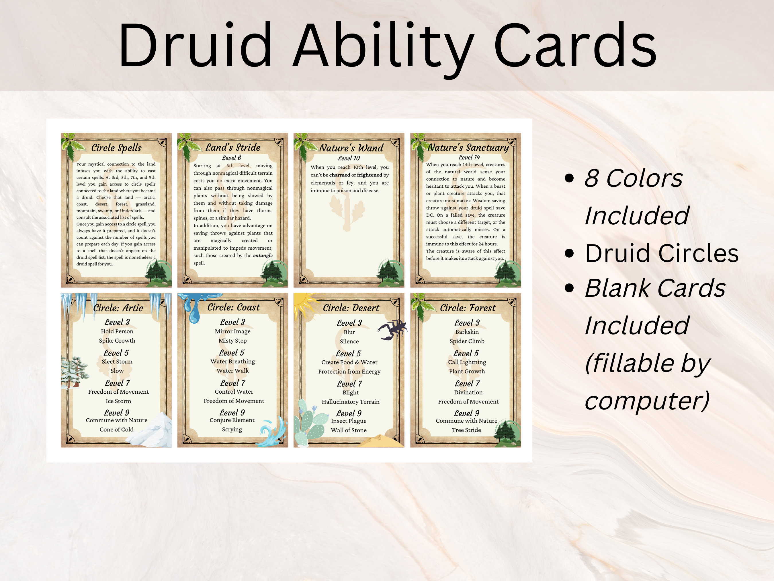 MOON DRUID BUNDLE Dnd Moon Druid Druid Spell Cards Wild - Etsy Australia