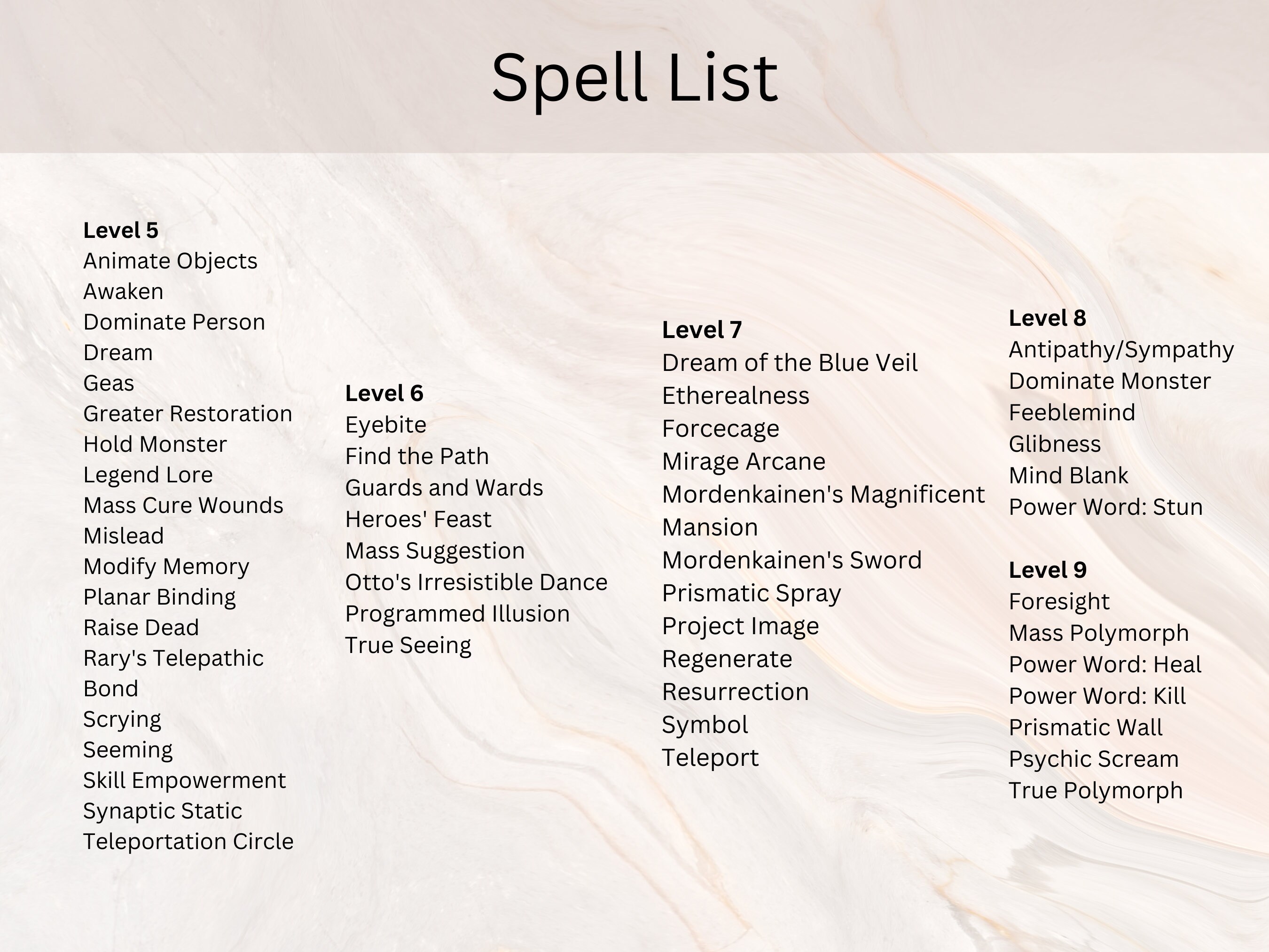 Bard Dnd Spell Cards Dnd Spellbook Dnd Spellbook Cards - Etsy Australia