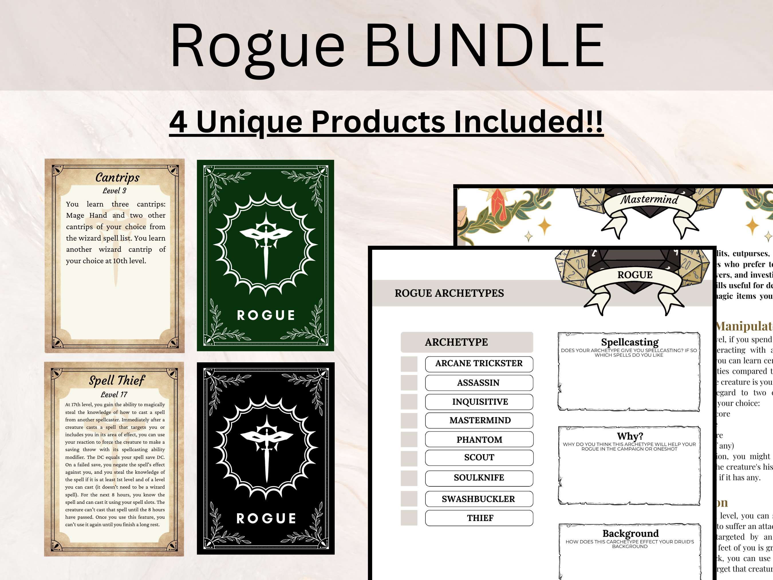 ROGUE BUNDLE Dnd Rogue Pack Rogue Spell Cards Rogue - Etsy