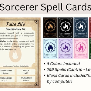 SORCERER BUNDLE | Dnd Sorcerer Pack | Sorcerer Spell Cards | Sorcerer ...