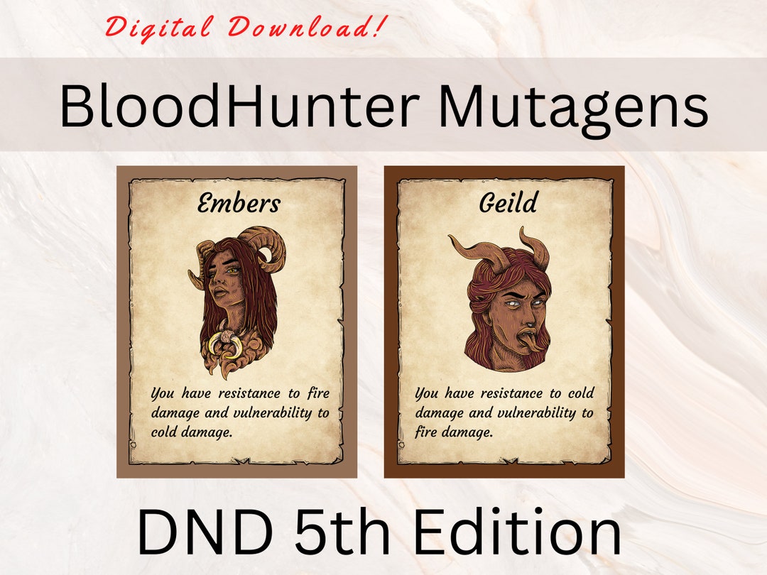 Bloodhunter Mutagens | Blood Hunter Abilities | Blood Hunter Dnd ...