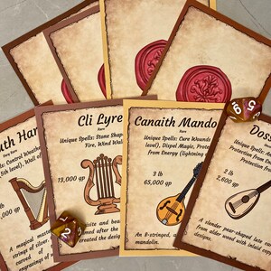 BARD BUNDLE | Dnd Bard Pack | Bard Spell Cards | Bard Instruments ...