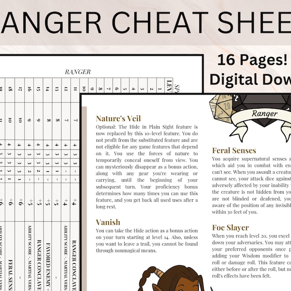 Dnd Sheet Ranger - Etsy UK