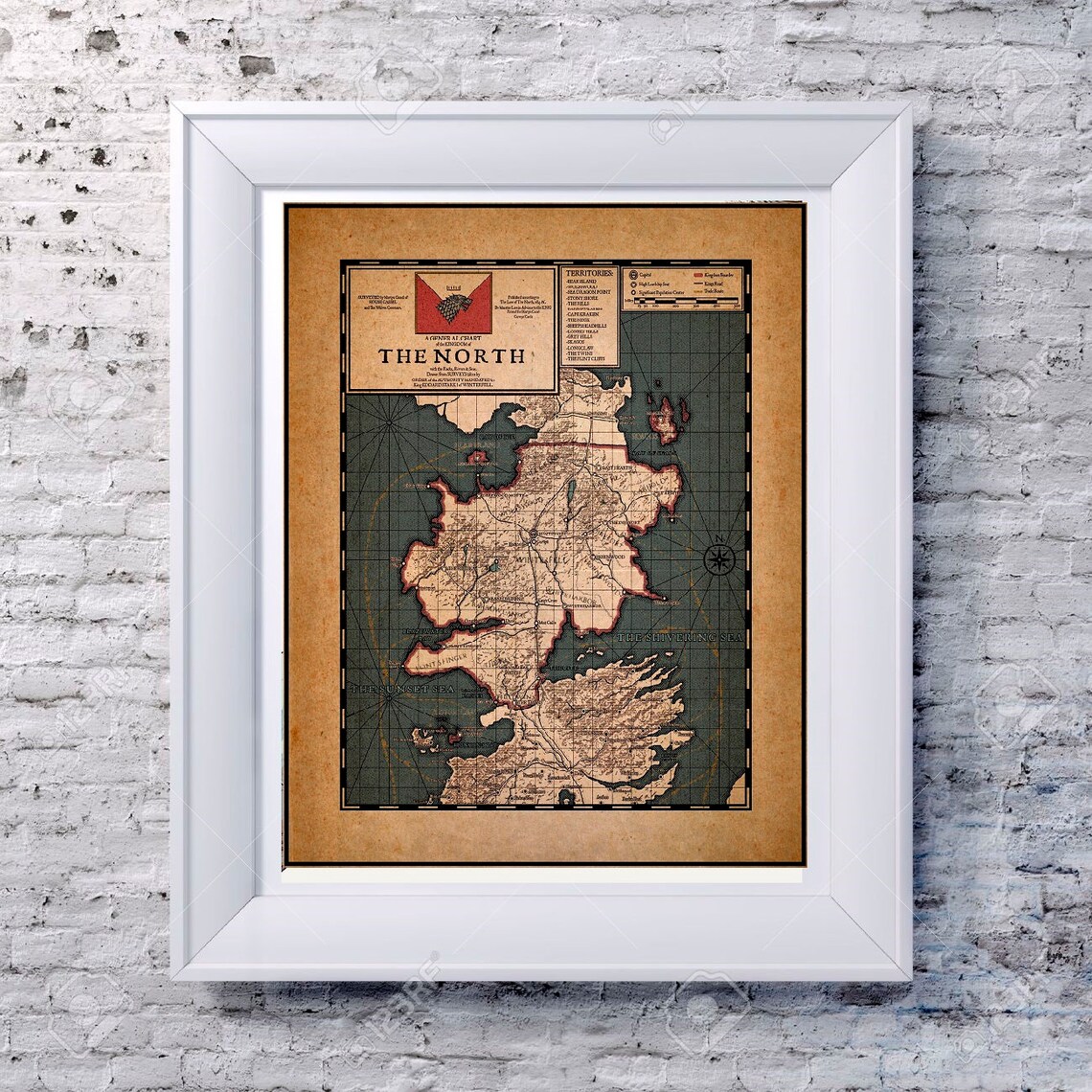 Game of Thrones Old Map of the North Winterfell Castle Black - Etsy