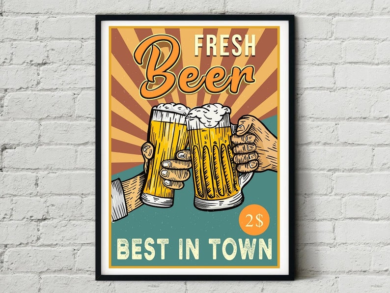 Vintage Beer Poster Plate Retro Design Artwork Alternative - Etsy