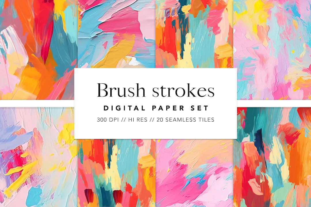 Digital Paper Set- Brush Strokes - Seamless Backgrounds - 20 Images in ...
