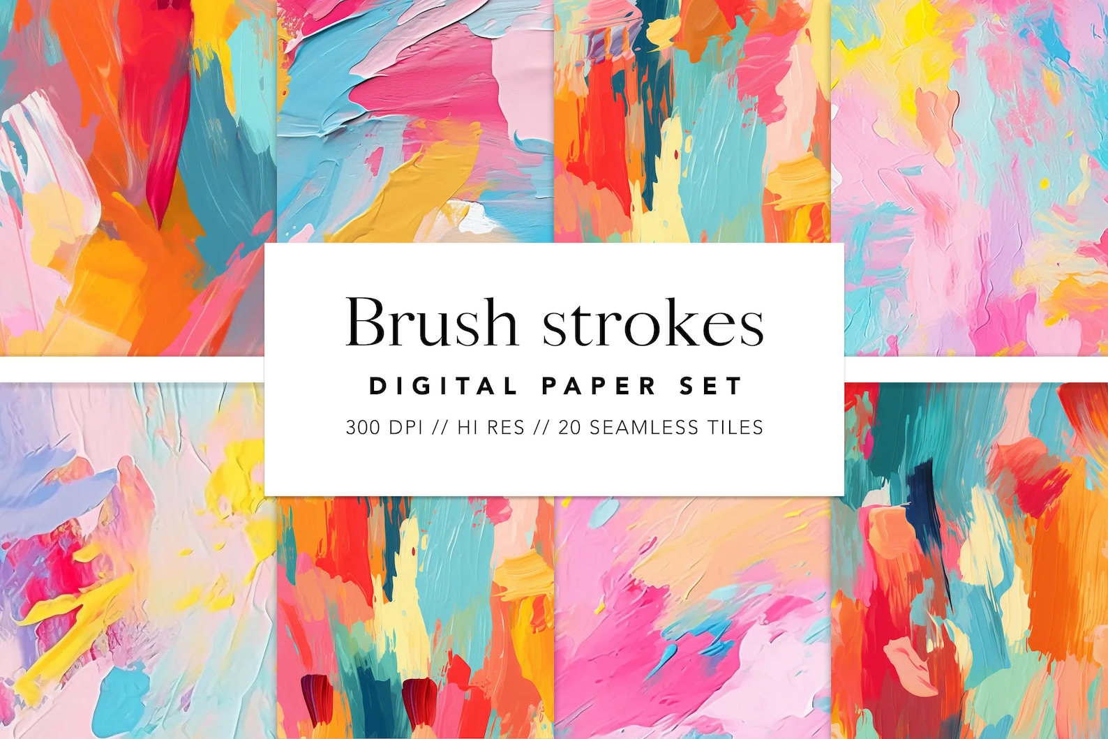 Digital Paper Set- Brush Strokes - Seamless Backgrounds - 20 Images in ...
