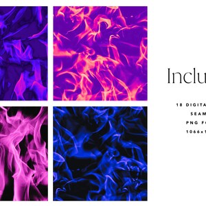 Digital Paper Set- Neon Purple Flames - Seamless Backgrounds - 18 ...