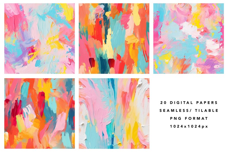 Digital Paper Set- Brush Strokes - Seamless Backgrounds - 20 Images in ...