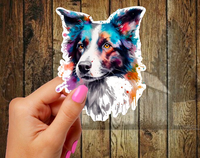 Watercolor Border Collie Sticker, Border Collie Lover Sticker, Dog ...