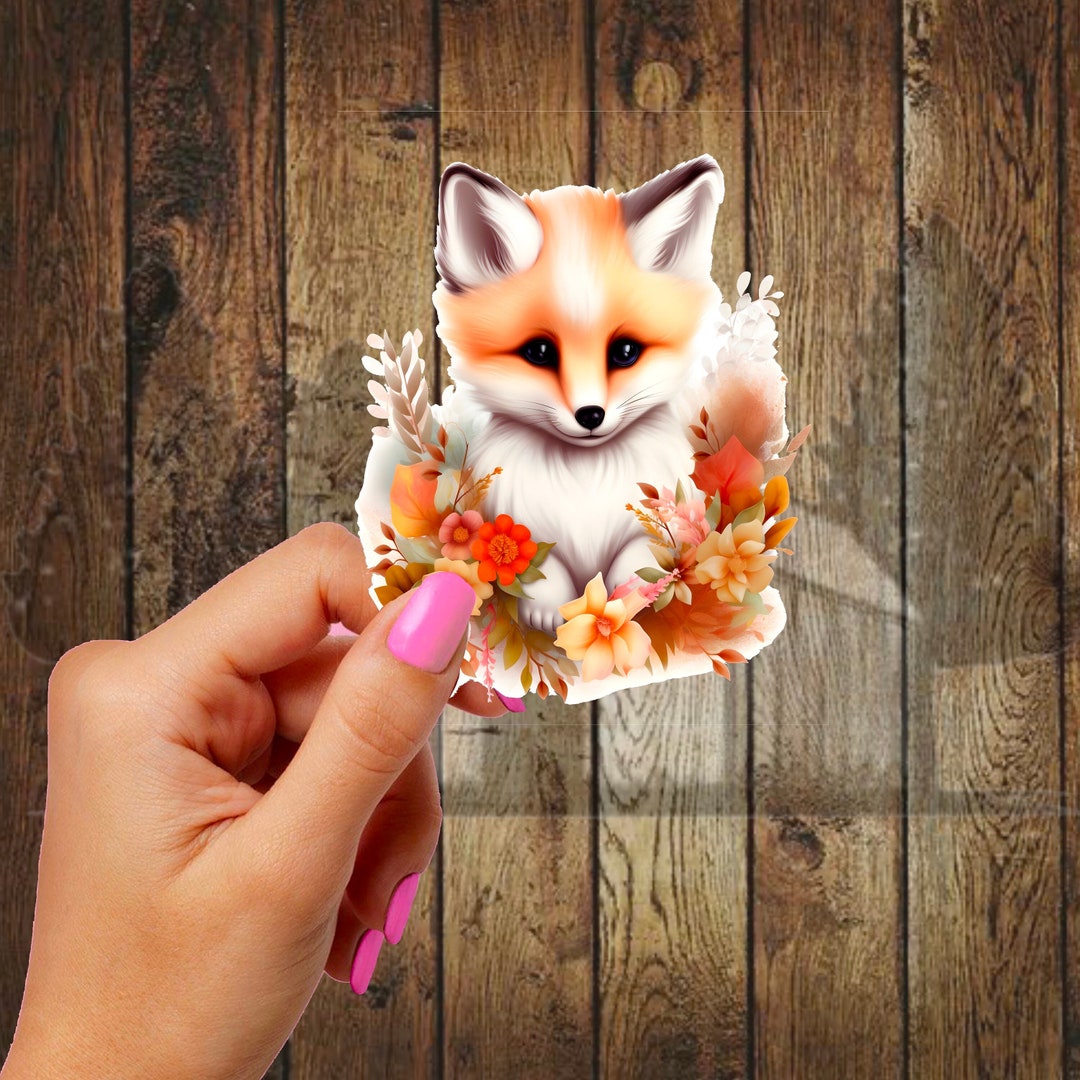 Cute Baby Fox Sticker, Fox Sticker, Floral Fox - Etsy