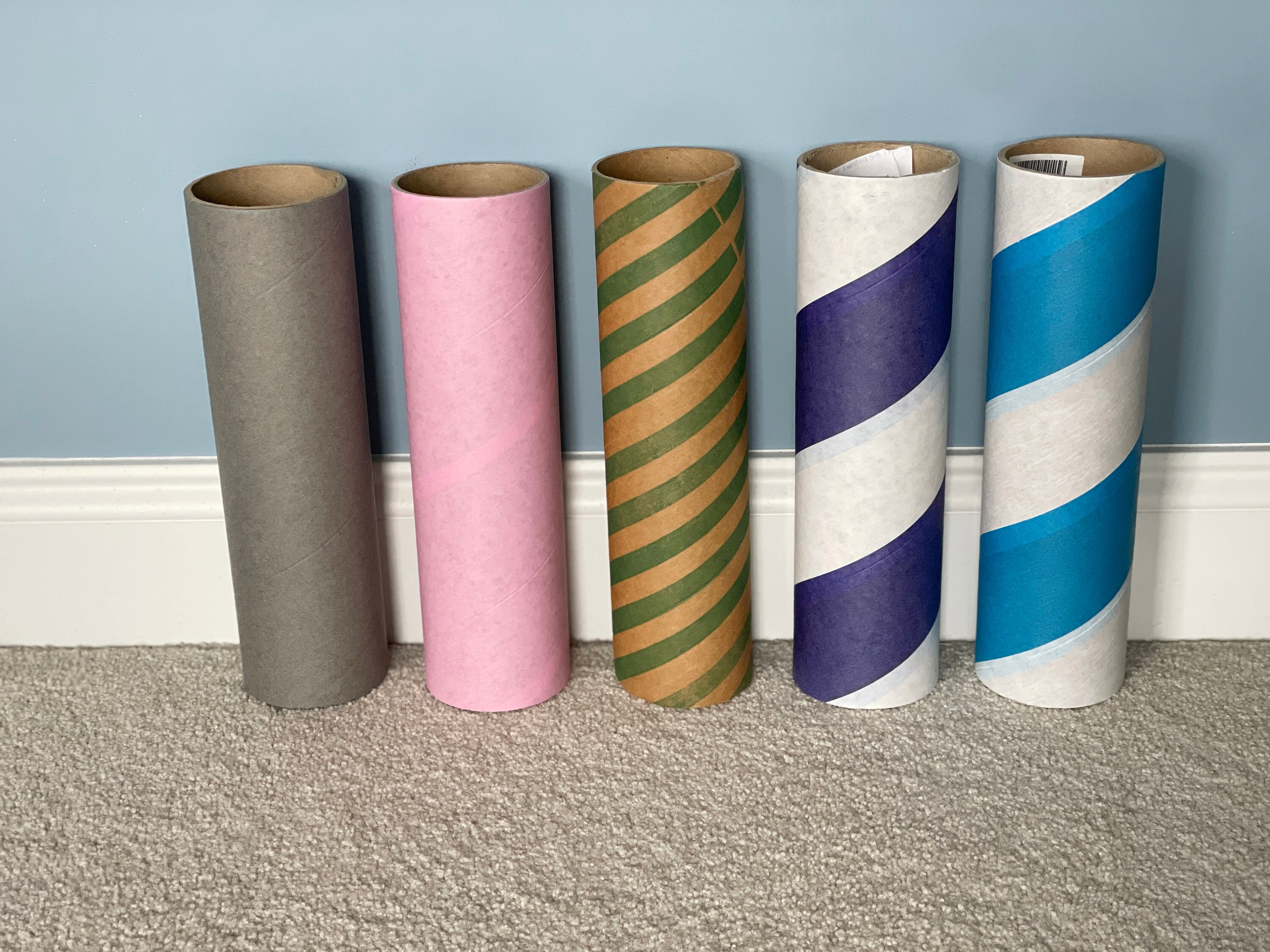 Set of 5 Cardboard Tubes, Heavy Duty, Recycled, Multiple Colors, 11 1/4 ...