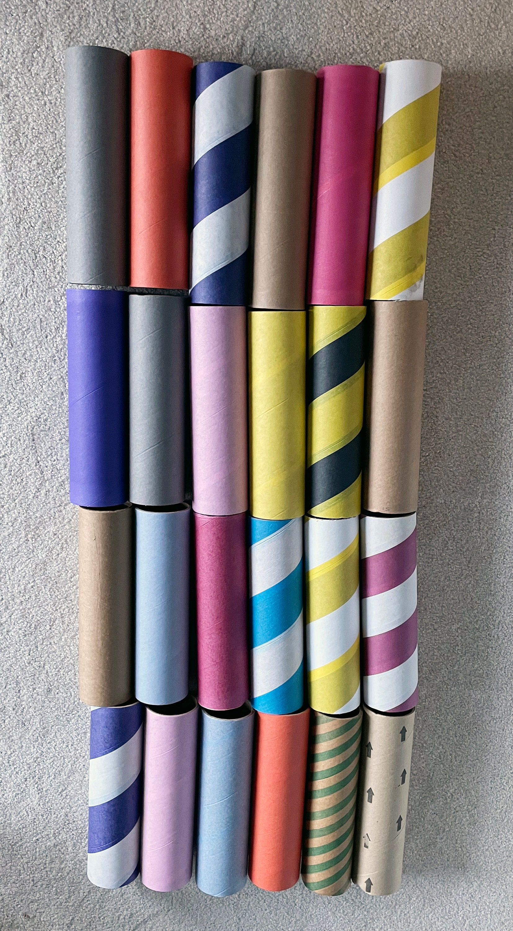 Set of 5 Cardboard Tubes, Heavy Duty, Recycled, Multiple Colors, 11 1/4 ...