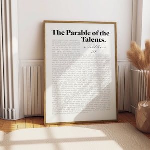 The Parable of the Talent Wall Art, Matthew 25, Christian Home Decor ...
