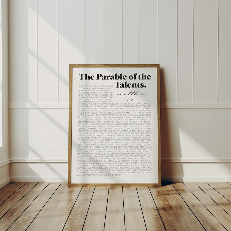 The Parable of the Talent Wall Art, Matthew 25, Christian Home Decor ...