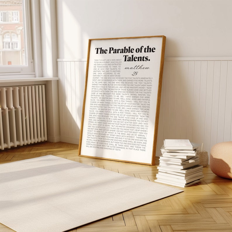 The Parable of the Talent Wall Art, Matthew 25, Christian Home Decor ...