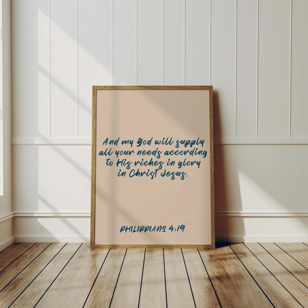 Philippians 4:19 Scripture Wall Art, Christian Minimalist Print, God’s ...