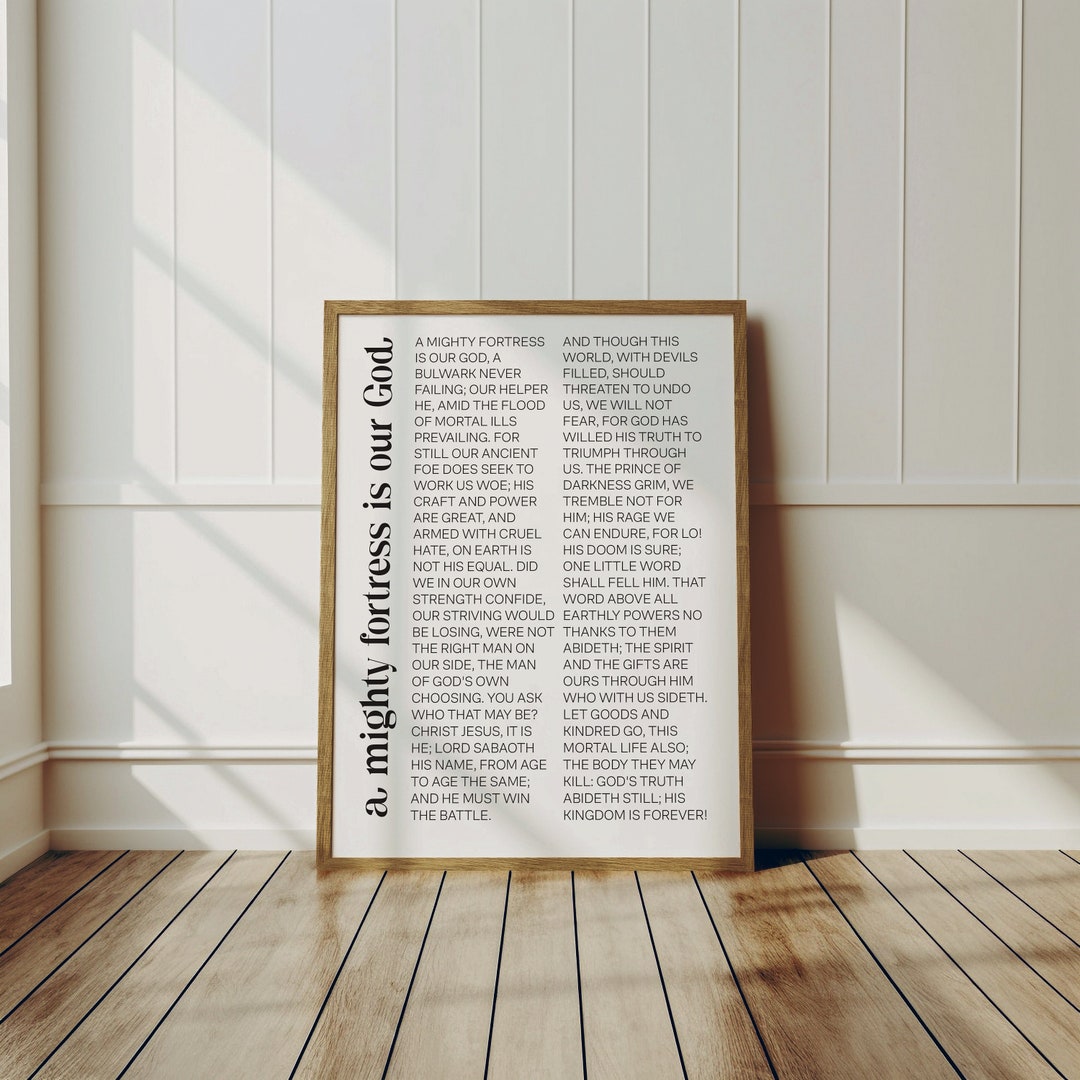 A Mighty Fortress is Our God Hymn, Hymn Wall Art, Christian Home Decor ...