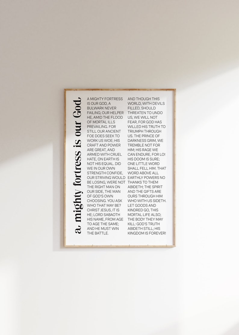 A Mighty Fortress is Our God Hymn, Hymn Wall Art, Christian Home Decor ...