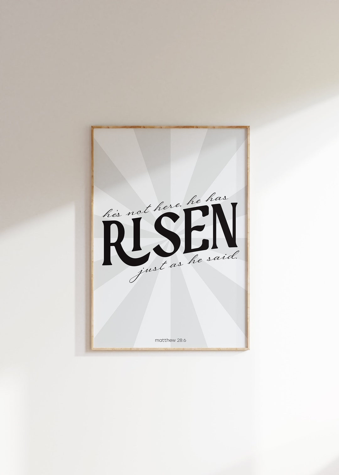 He Has Risen Wall Print, Christian Easter Decor, Matthew 28:6 ...