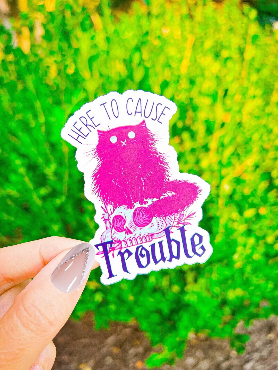Cat, Trouble, Sticker, Halloween Sticker, Emotional Support Water ...
