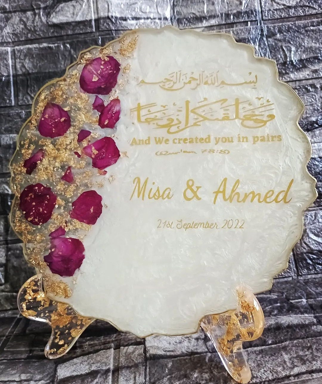 Handmade Personalized Wedding Resin Tray W/ Rose Petals & - Etsy UK