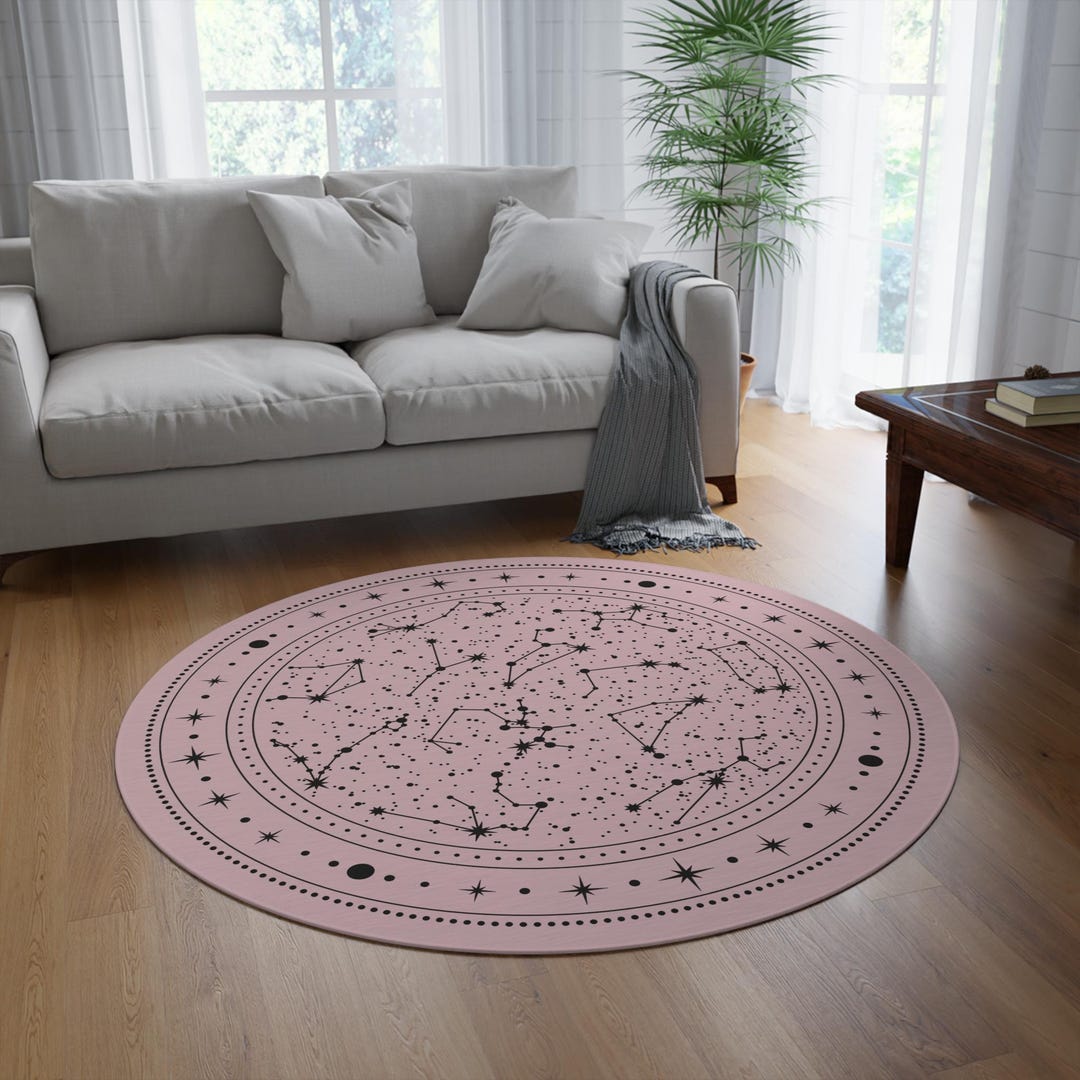 Celestial Area Rug 60 X 60 Round Area Rug Constellations Astronomy Rug ...
