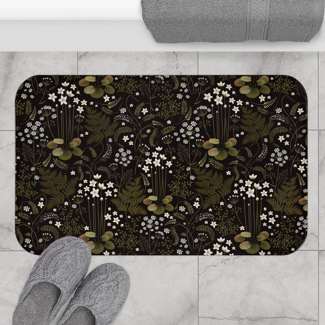 Botanical Bath Mat | Cottagecore Bath Mat | Forest Bathroom Decor ...