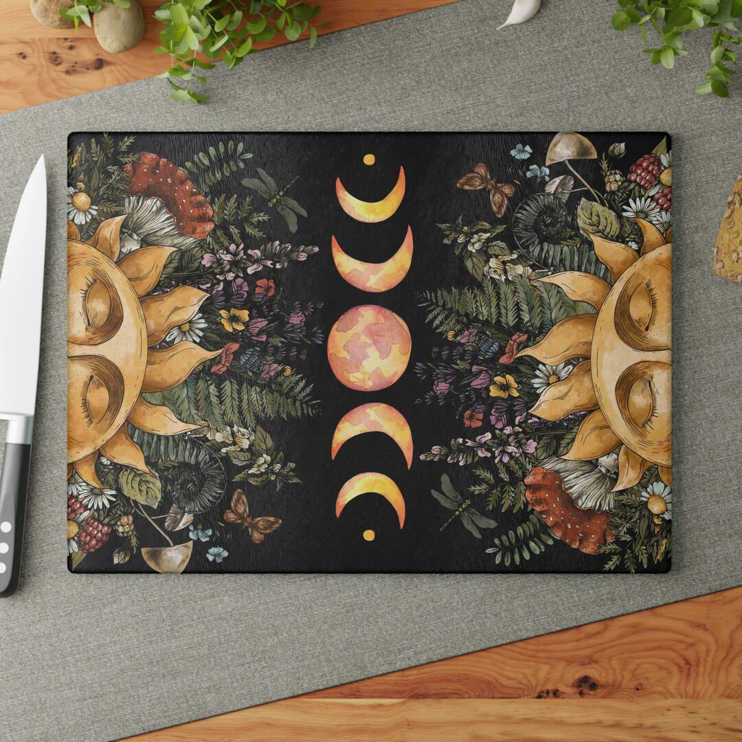 Cottagecore Glass Cutting Board Celestial Cutting Board - Etsy