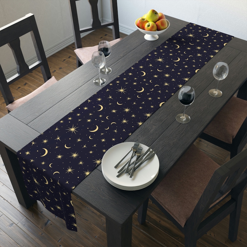 Celestial Table Runner Moon and Stars Witchy Magic - Etsy