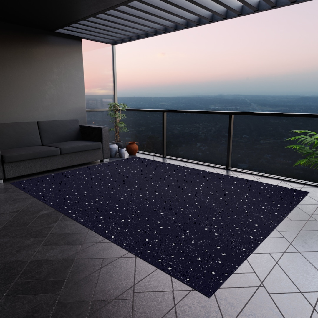 Celestial Indoor/outdoor Area Rug Dark Blue Star Rug Space Rug Cosmic ...