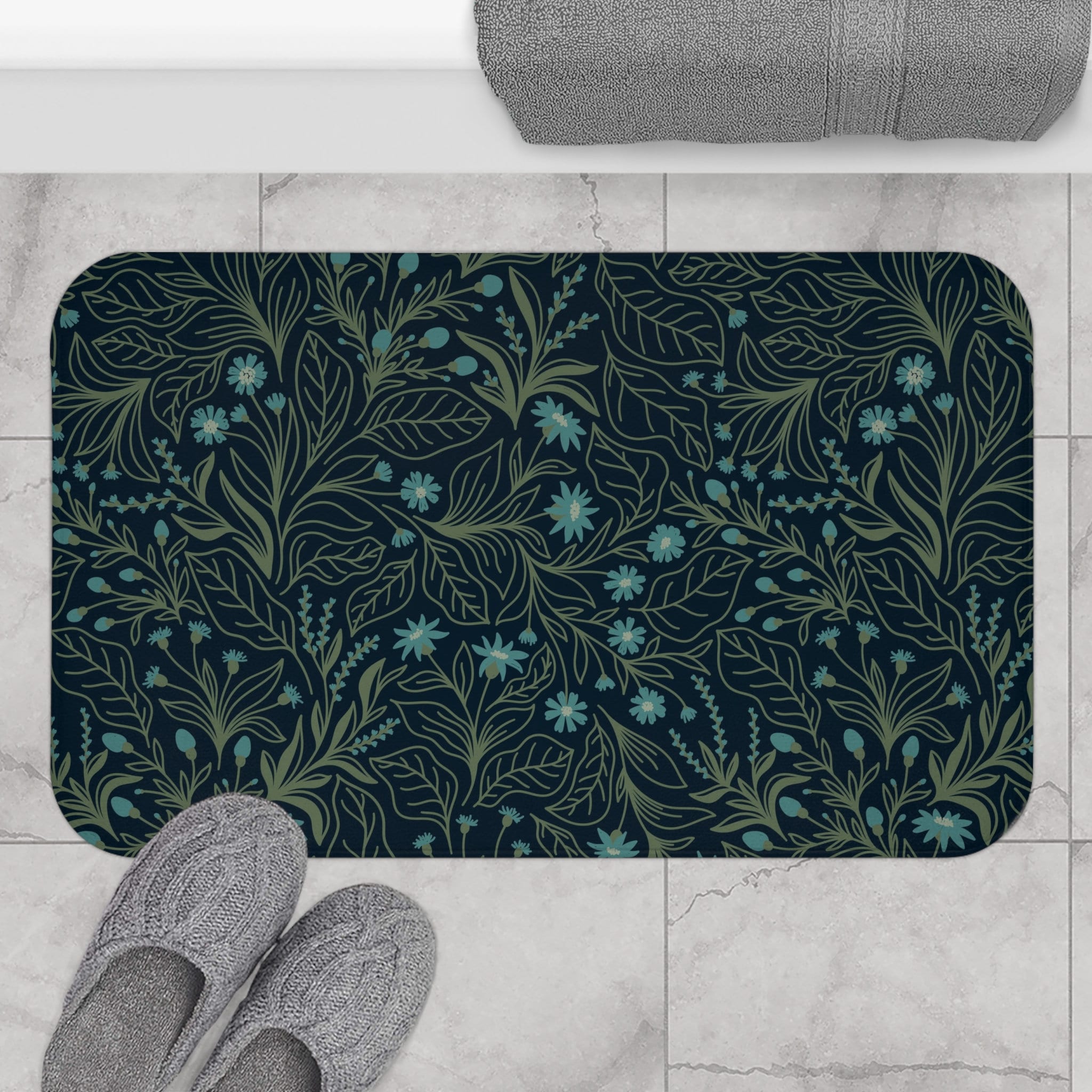 Botanical Bath Mat | Wildflowers | Cottagecore Bath Mat | Whimsical ...