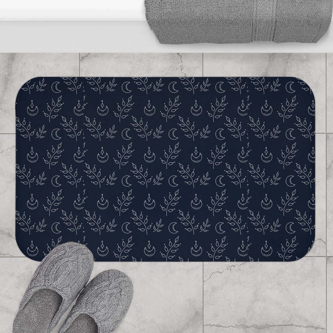Bohemian Bath Rug, Crescent Moon & Stars, Celestial Botanical Bath ...