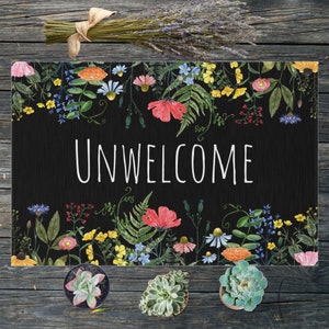 Unwelcome Wildflower Doormat | Funny Welcome Mat | Floral Welcome Mat ...