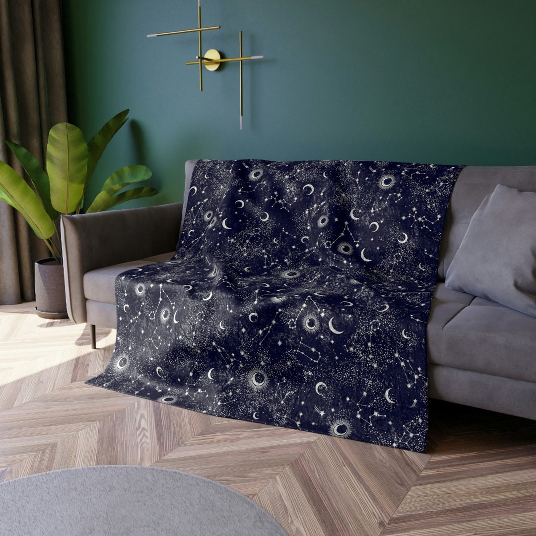 Constellations Crushed Velvet Blanket | Celestial Blanket | Star ...