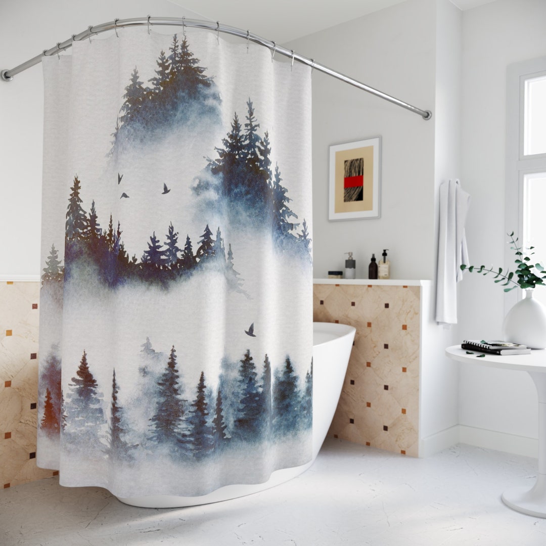 Forest Shower Curtain | Rustic Woodland Bath Decor | Whimsical ...