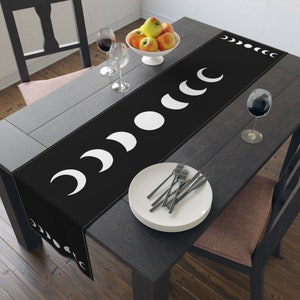 Moon Phase Table Runner Black Table Runner Celestial Table - Etsy