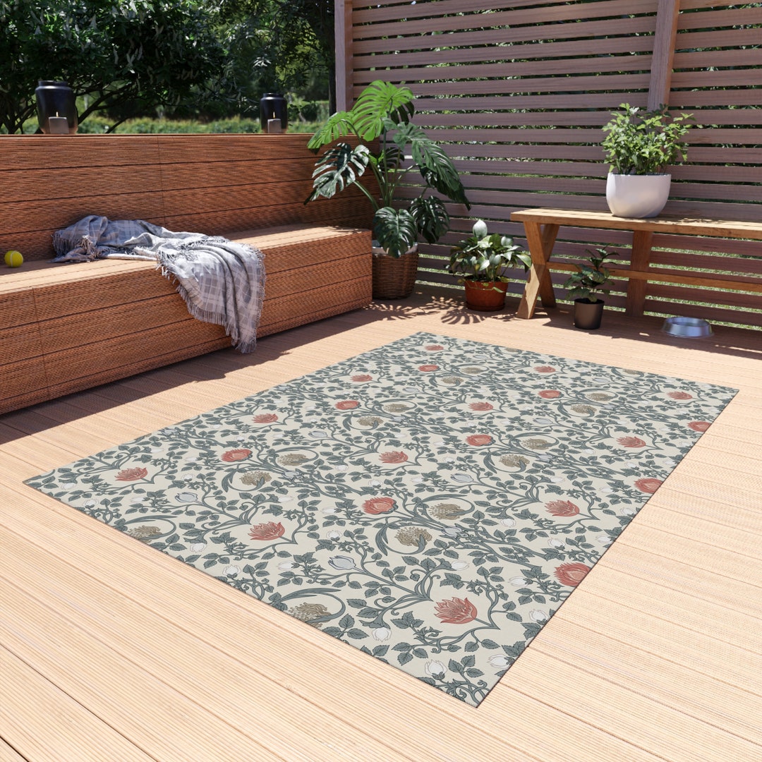 William Morris Floral Indoor/outdoor Rug | Vintage Botanical Rug | Art ...