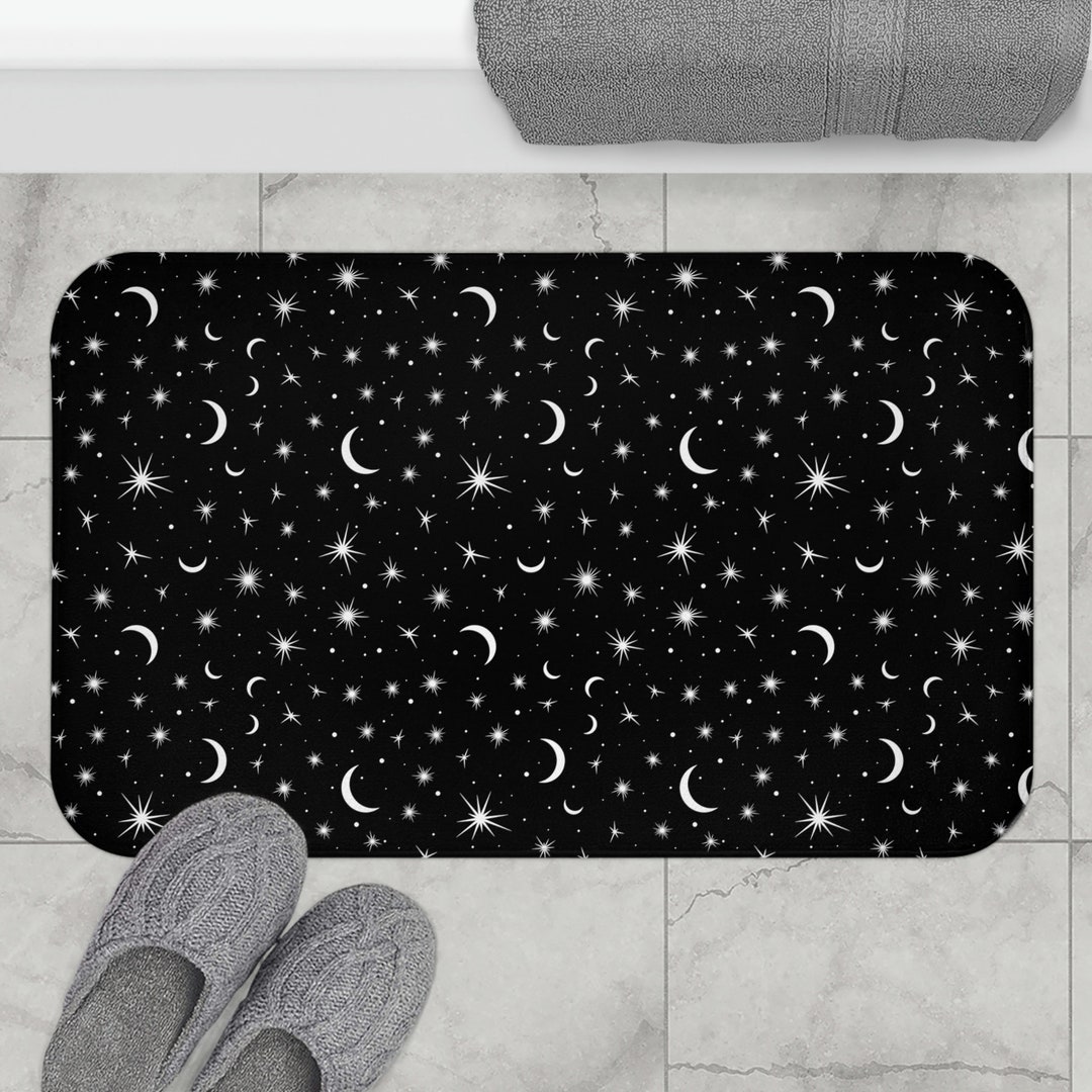 Moon and Stars Bath Mat | Celestial Bath Mat | Witchy Bath Mat | Boho ...