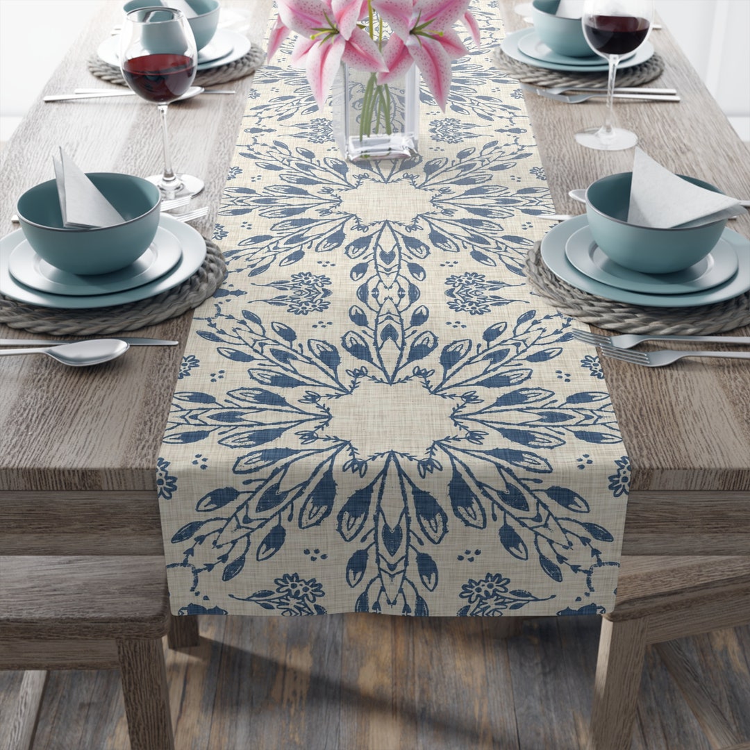 Farmhouse Table Runner | Batik | Scandinavian | Festive Decor | Holiday ...