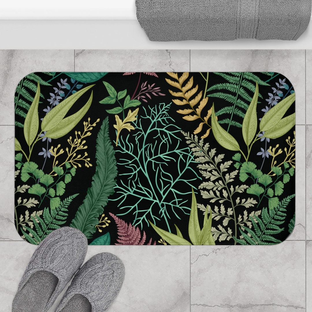 Summer Forest Bath Mat | Tropical Rainforest Theme | Cottagecore Bath ...